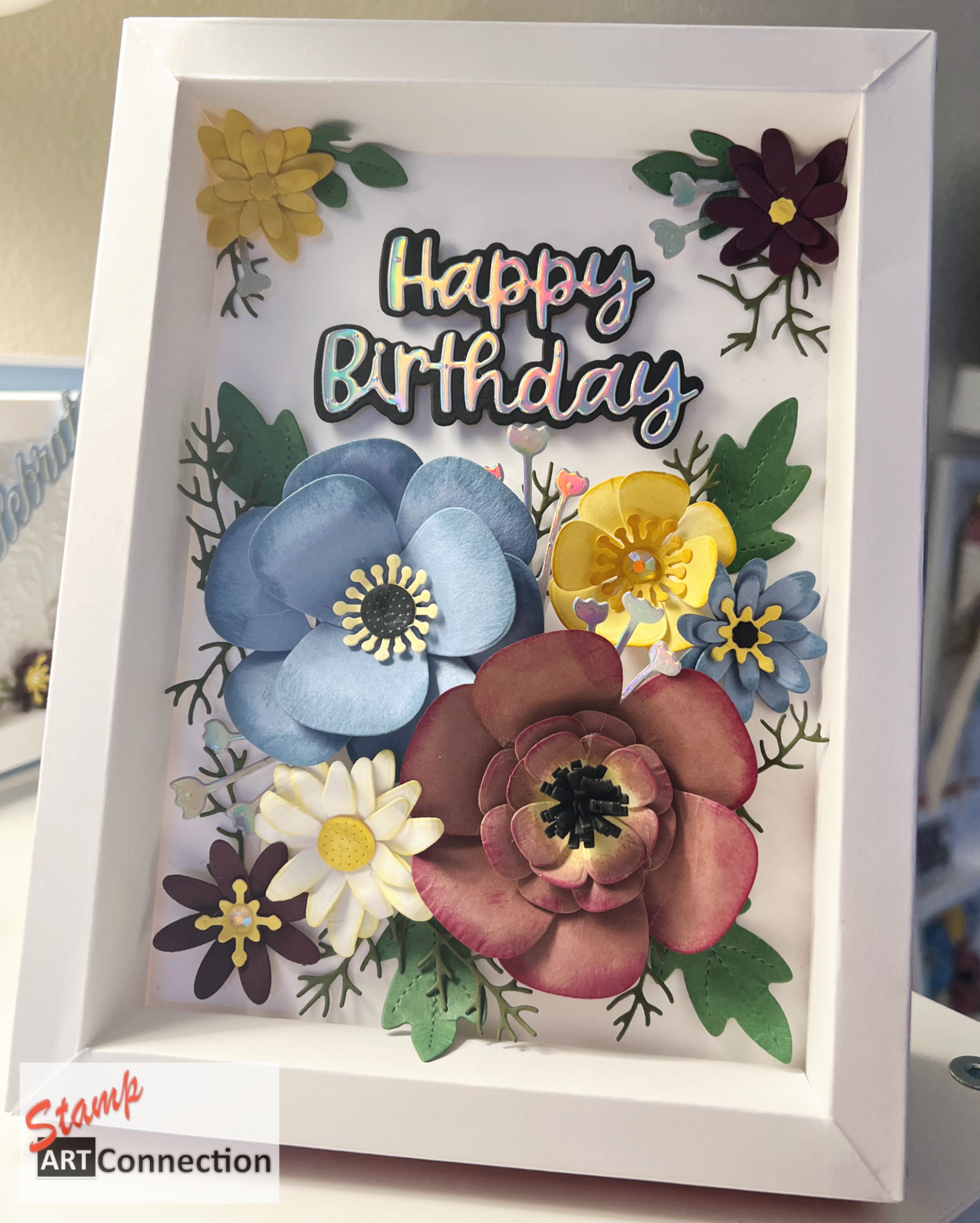 Create a Large Shadow Box Frame Card using the PAPER FLORIST Dies ...